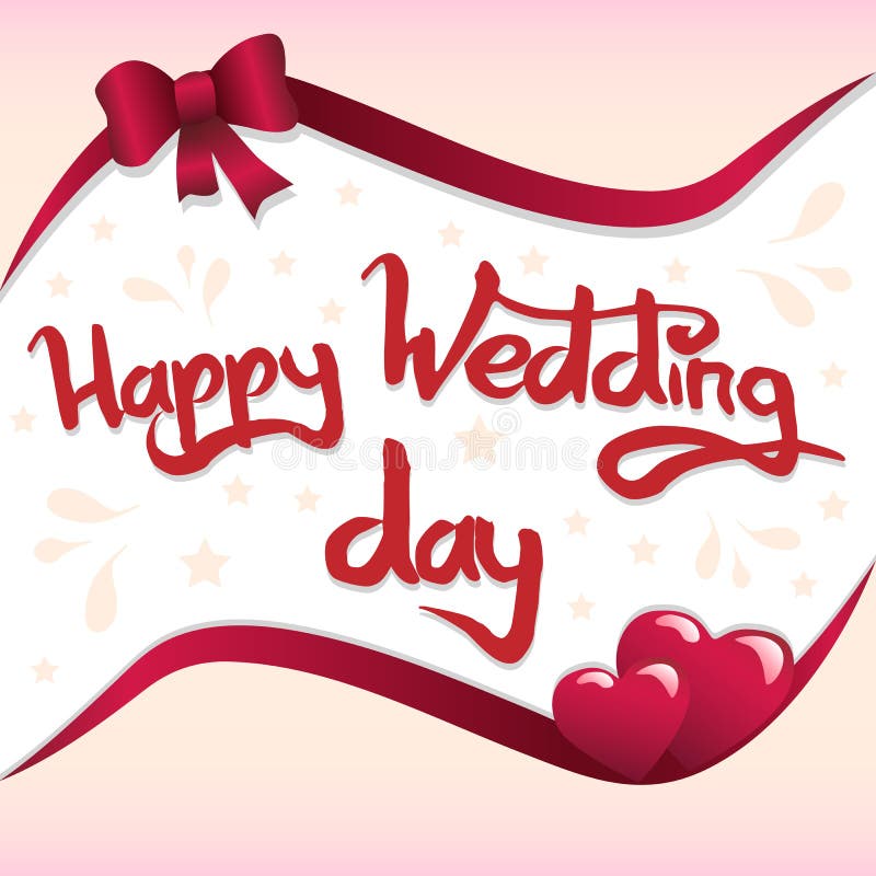 Happy Wedding Day Lettering Stock Vector - Illustration of calligraphy ...