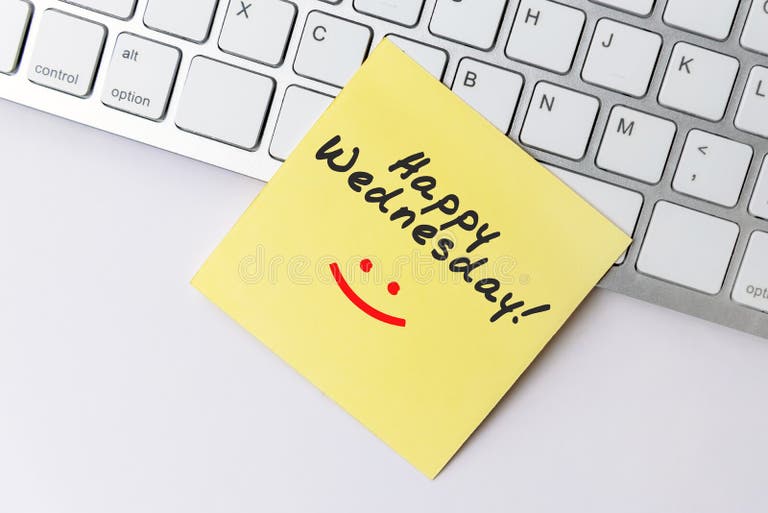 Happy Wednesday Text on Yellow Paper Note Stock Photo - Image of ...