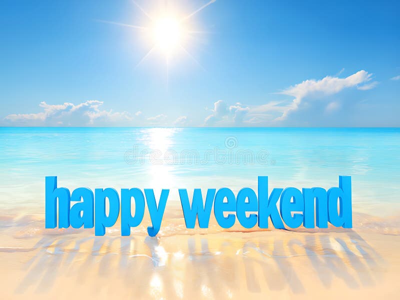 Happy Weekend Beach Scene stock image. Image of shore - 365377863
