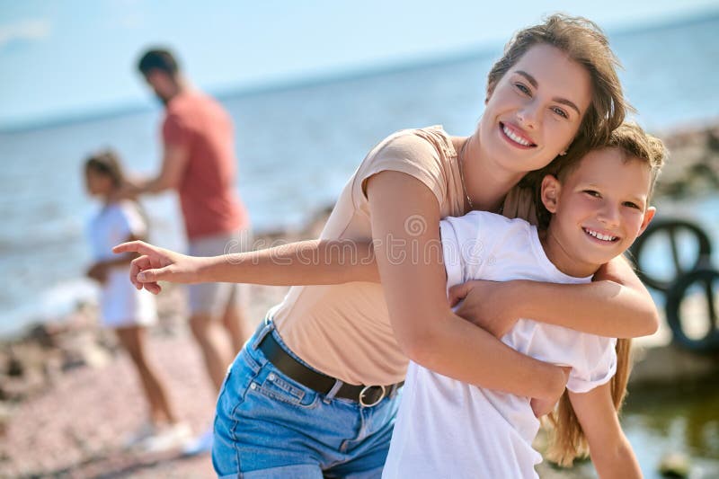 Happy Weekend on a Beach with a Whole Family Stock Image - Image of ...