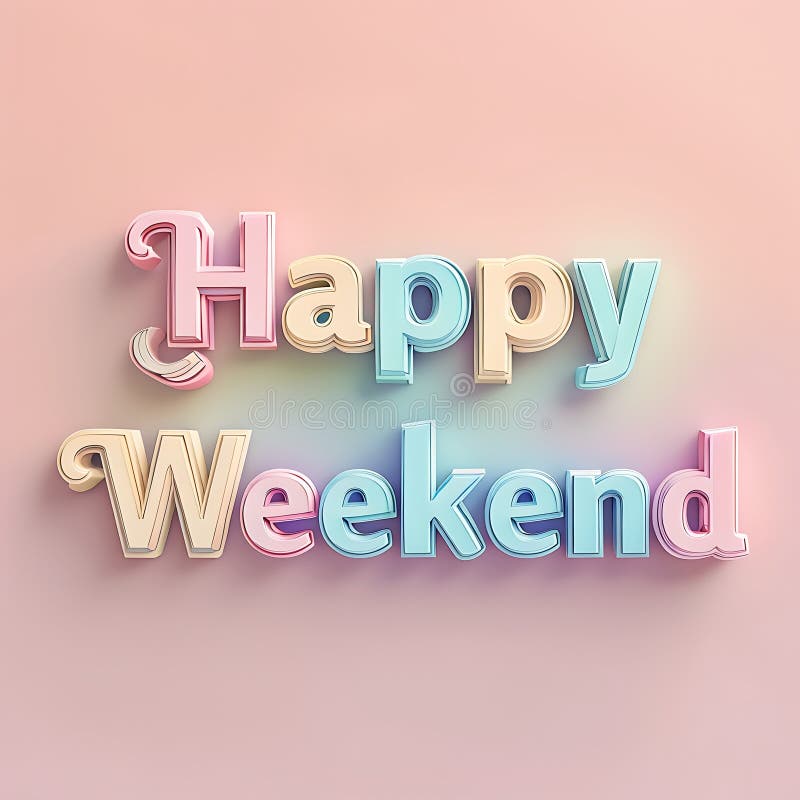 Happy Weekend 3D Text Render Stock Illustration - Illustration of ...