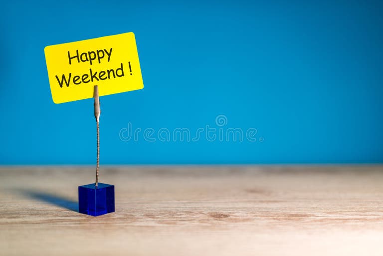 Happy Weekend Words on Little Tag at Work Office Place with Empty Space ...