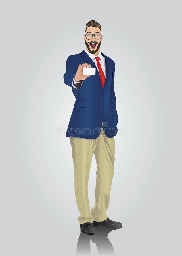 Happy Well Dressed Businessman Showing White Card Stock Vector ...