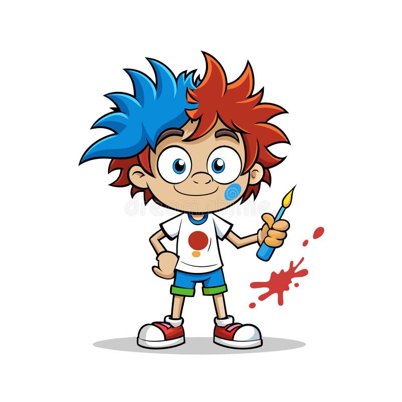 Happy Whimsical Boy Artist stock vector. Illustration of cartoon ...