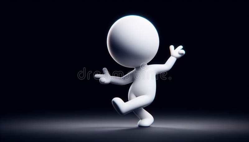 Happy White 3D Figure on Dark Background. Success Concept Stock ...