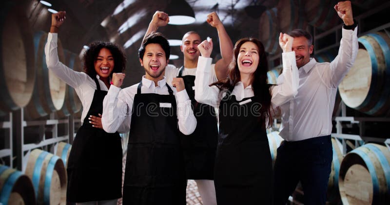 Happy Wine Cellar Employees in Shop Stock Photo - Image of help ...