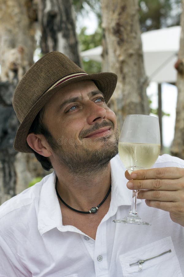Happy wine man stock image. Image of blue, drink, happy - 29300823