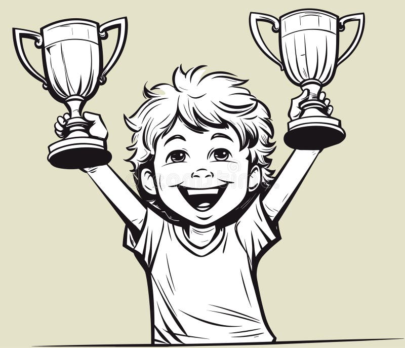 Happy Cute Little Kid Girl Holding Trophy Stock Illustrations – 109 ...