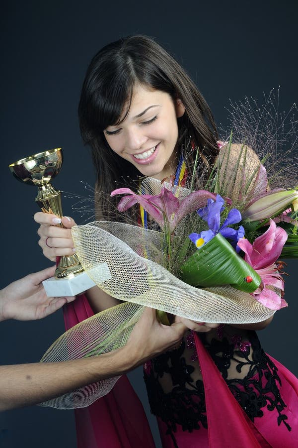 Happy Winner Receiving Award Stock Image - Image of smiling, rewarded ...