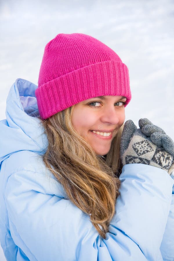 Happy winter woman stock image. Image of frost, natural - 11972777