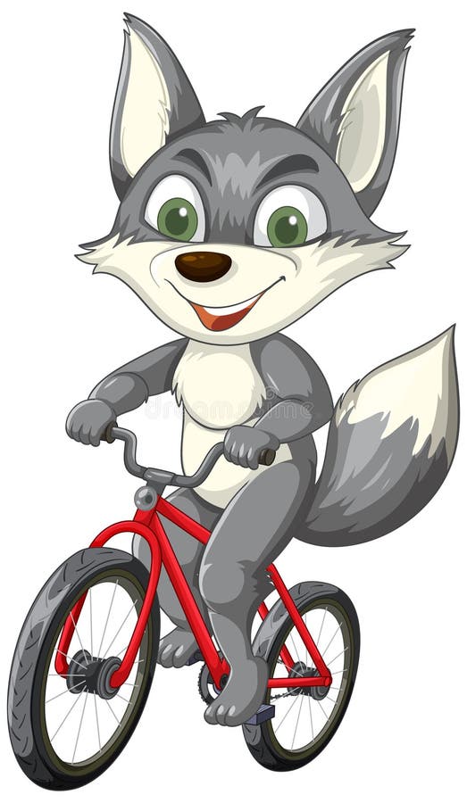 Happy wolf cycling stock vector. Illustration of wolf - 370741305
