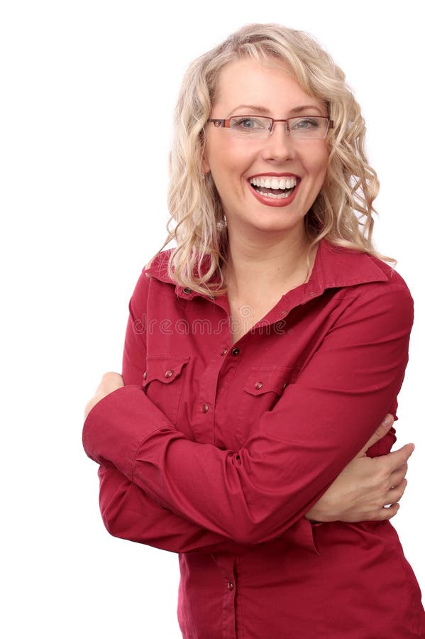 Happy woman stock photo. Image of joyful, blonde, hand - 16832214