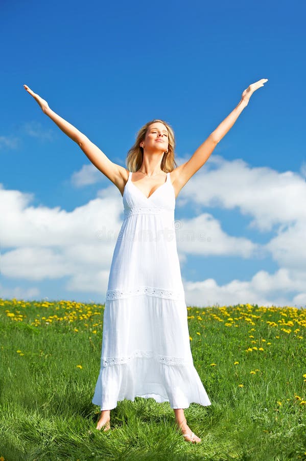 Happy woman stock image. Image of field, glamor, girls - 5305237