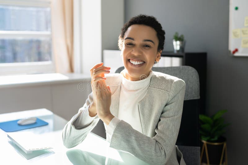 Happy Woman Applauding and Clapping Stock Image - Image of female ...
