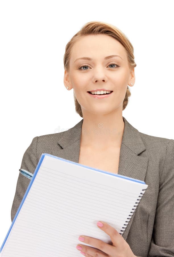 Happy Woman with Big Notepad Stock Image - Image of file, lady: 20758753
