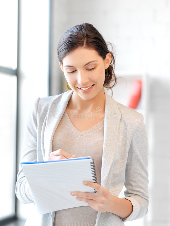 Happy Woman with Big Notepad Stock Photo - Image of human, lovely: 39764306