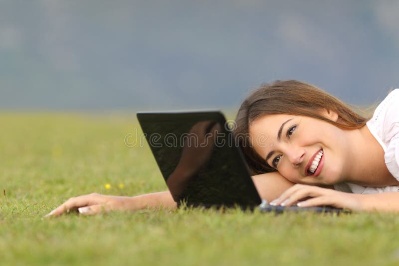 Happy Man Browsing Internet on a Laptop in a Restaurant Stock Image ...