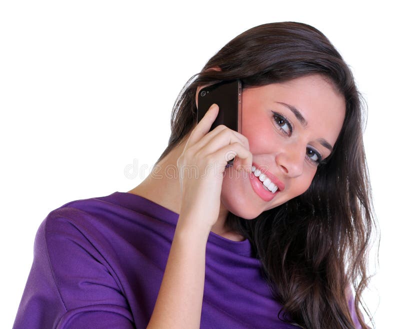 Happy Woman Calling by Phone Stock Photo - Image of friendly, cheerful ...