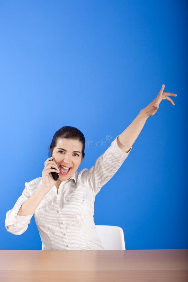 Happy Woman Calling at Phone Stock Image - Image of phone ...