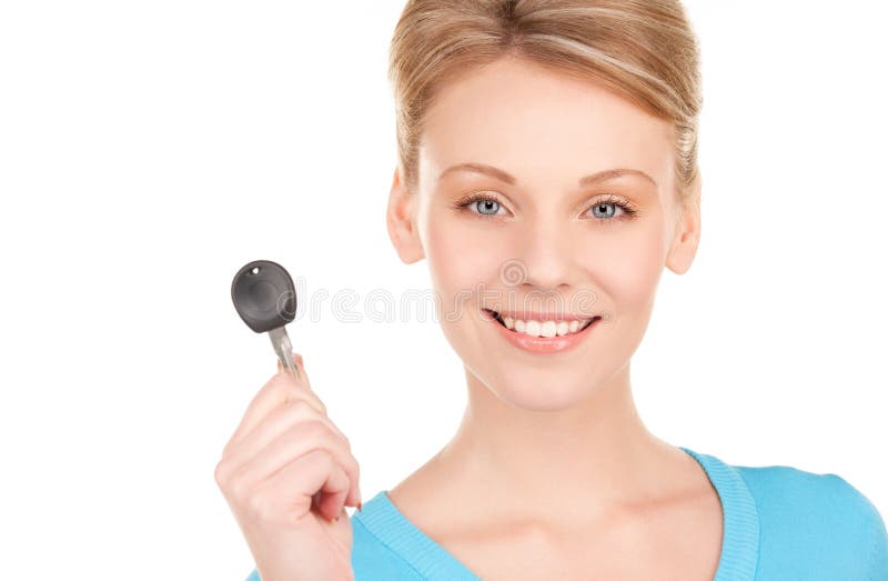 Happy woman with car key stock image. Image of lady, closeup - 40700997