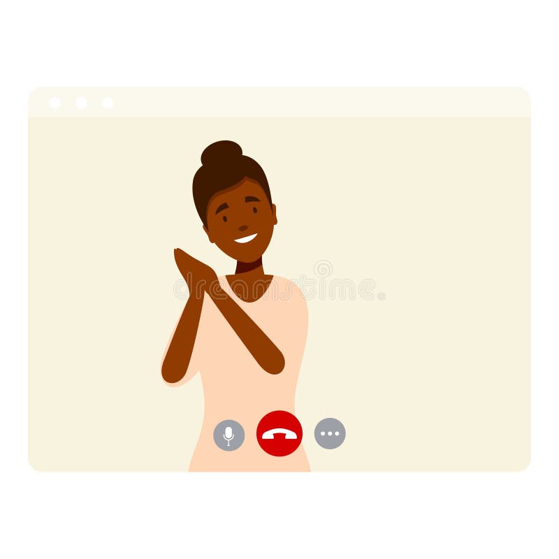 Happy Woman Clapping Hands during Video Call Stock Vector ...