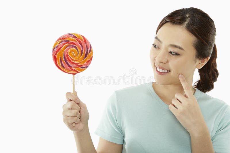 Happy Woman with a Colorful Lollipop Stock Photo - Image of 2529 ...