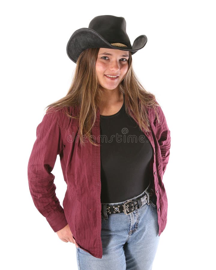 Woman in cowboy hat stock photo. Image of smiles, cowboy - 6406152