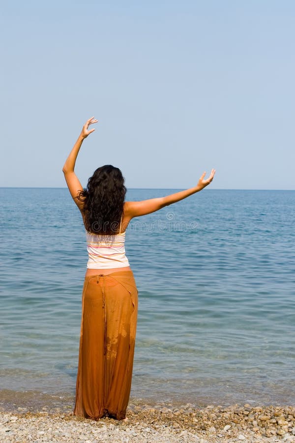 Happy Woman Dance On The Beach Stock Photo - Image of adult, girls: 7837848