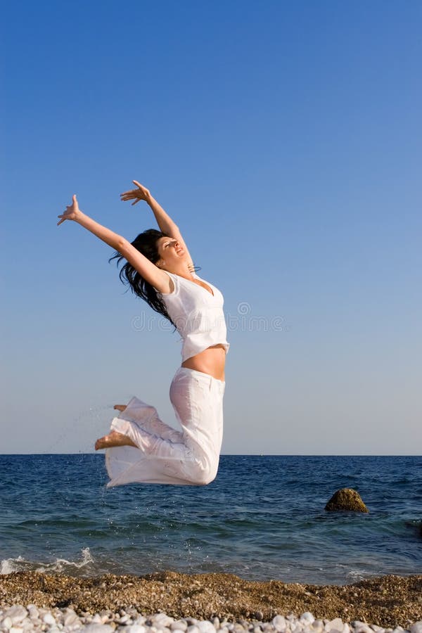 Woman Legs Jumping on the Beach Happy Stock Image - Image of bare ...
