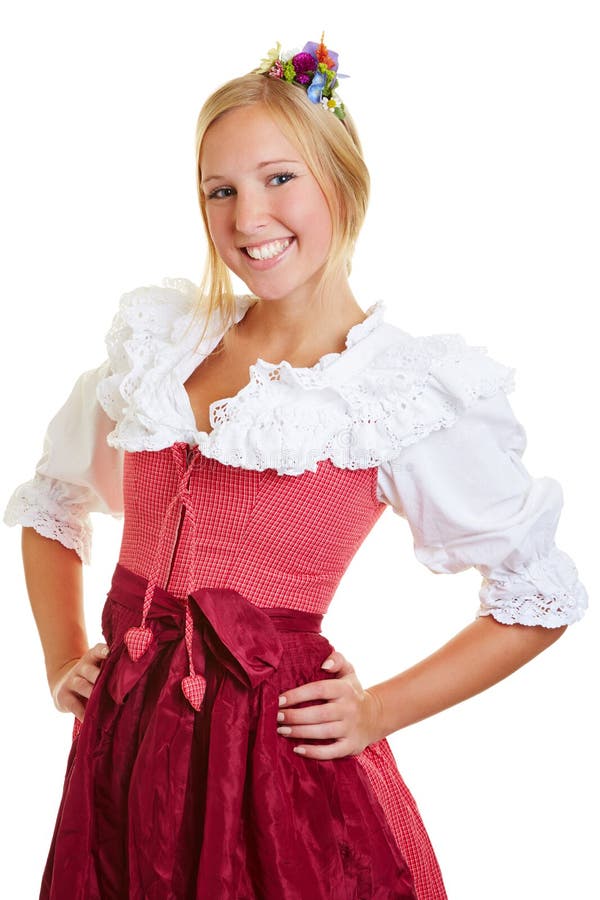 Happy woman in a dirndl stock image. Image of head, arrangement - 34010623