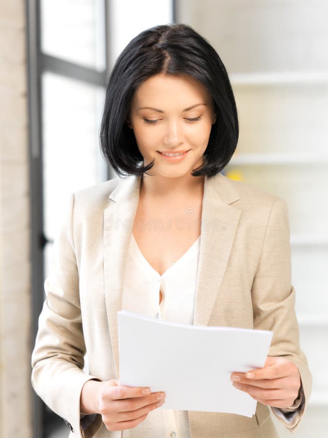 Happy woman with documents stock photo. Image of happy - 24579054