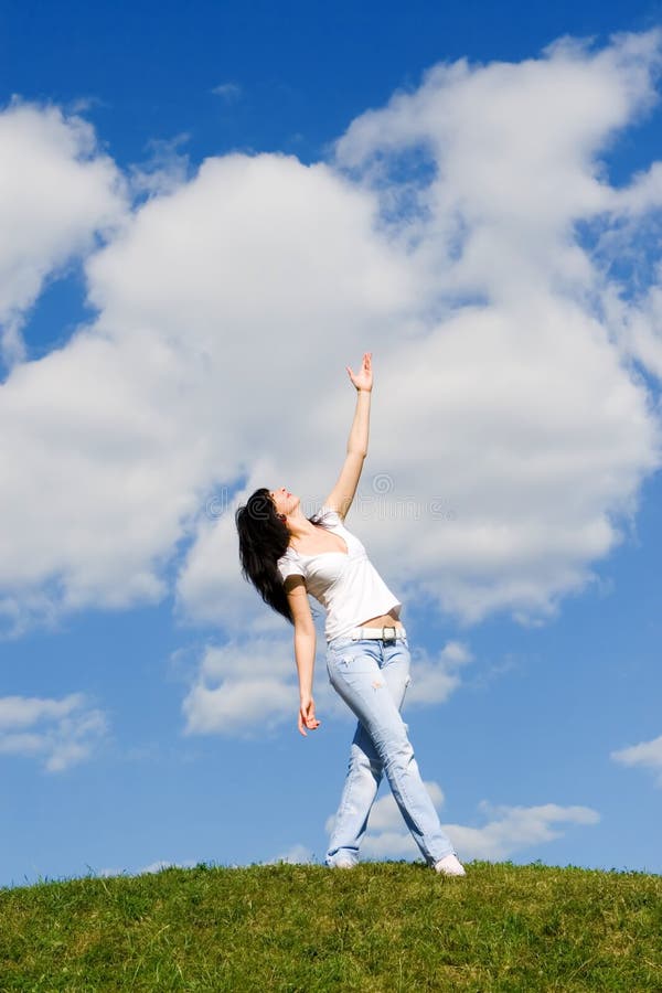 Happy Woman Dreams To Fly on Winds Stock Image - Image of human, life ...