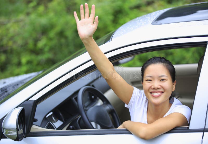 Happy woman driver stock photo. Image of long, hair, chinese - 33233758