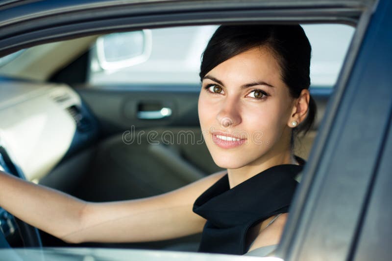 Happy Woman Driving Her Car Stock Image - Image of person, people: 15280557