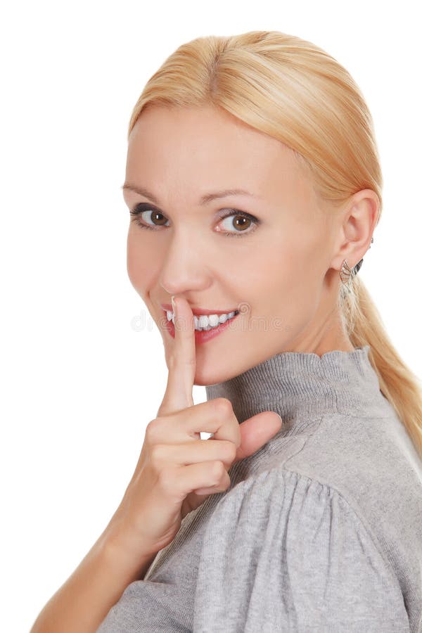 Woman with finger on lips stock image. Image of bright - 27291665