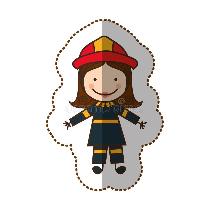 Happy Woman Firefighter Icon Stock Illustration - Illustration of ...