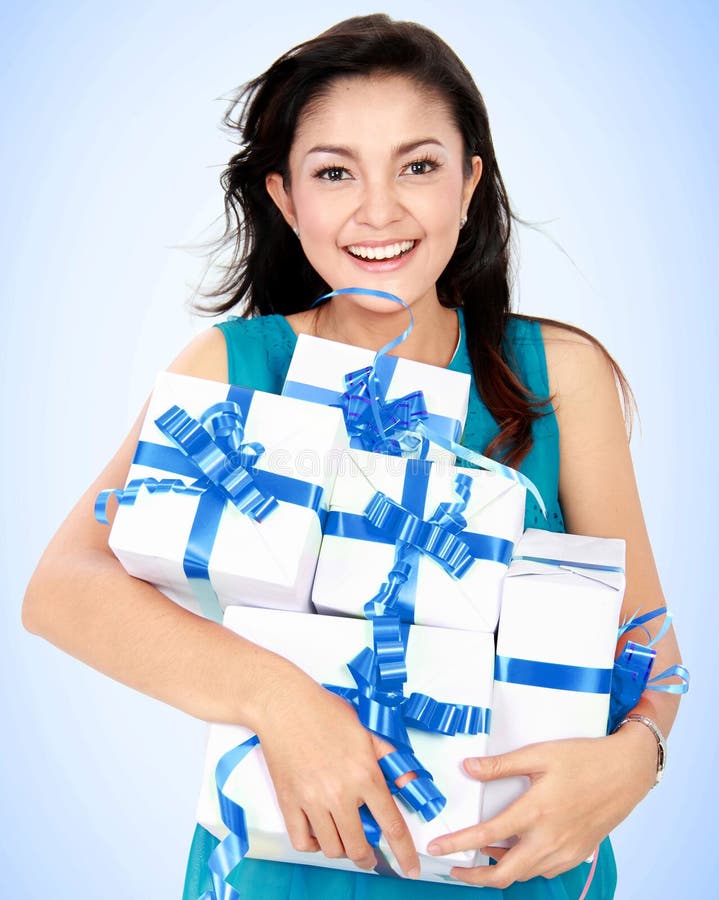 Happy woman with gift box stock image. Image of happy - 28151381