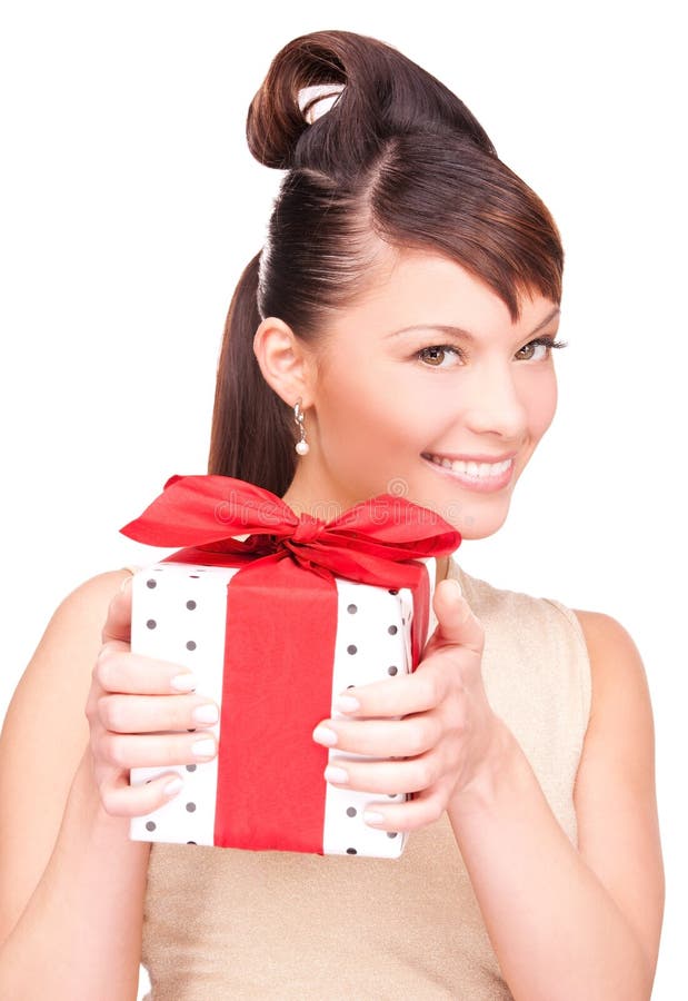 Happy woman with gift box stock photo. Image of beauty - 40818206