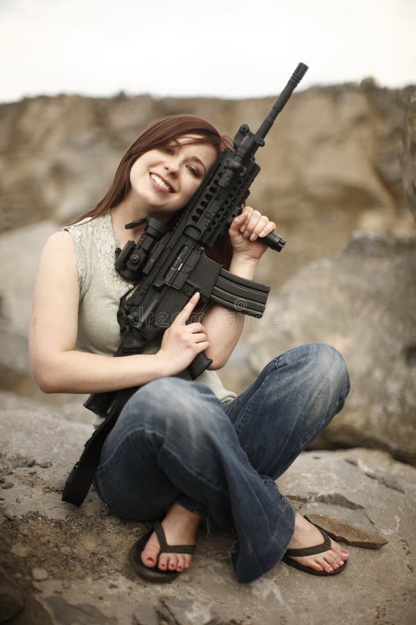 Women holding guns stock photo. Image of portrait, beauty - 9559568