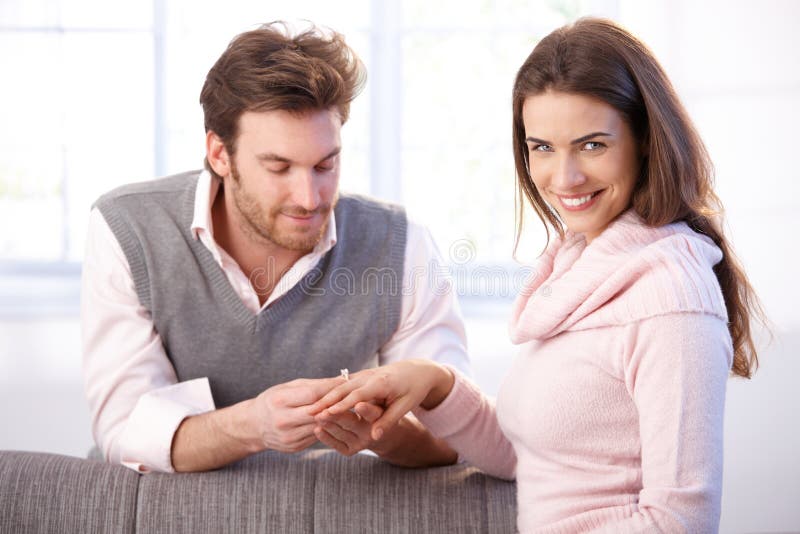 Happy Woman Having Engagement Stock Photo - Image of attractive, giving ...