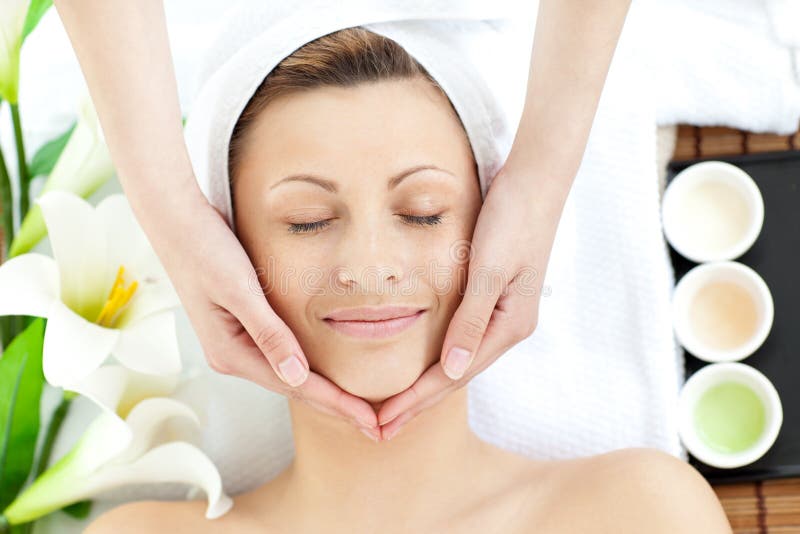 Happy Woman Having A Head Massage Stock Image Image Of Health