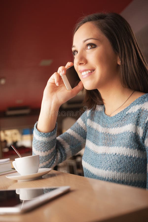 Happy Woman Having a Phone Call Stock Image - Image of caucasian ...