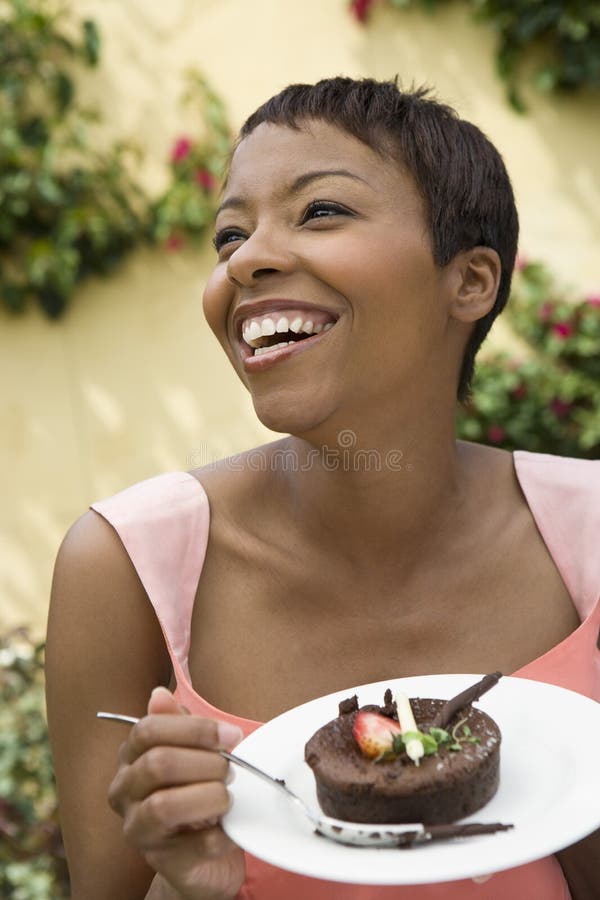 Happy Woman Having Sweet Dish Stock Image - Image of ethnicity, pretty ...