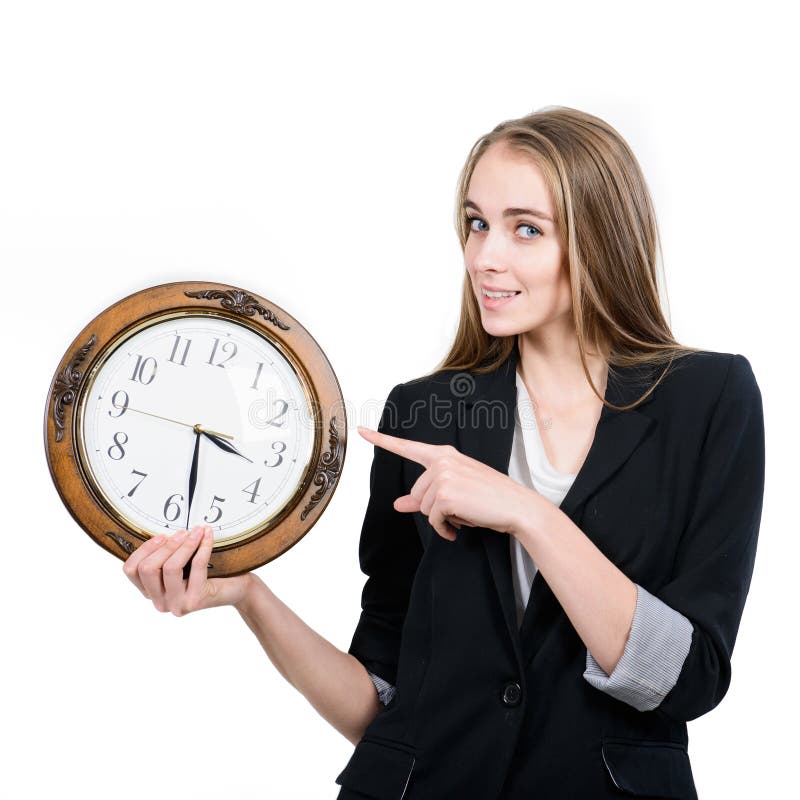 Girl with clock on head stock image. Image of teenager - 17326605