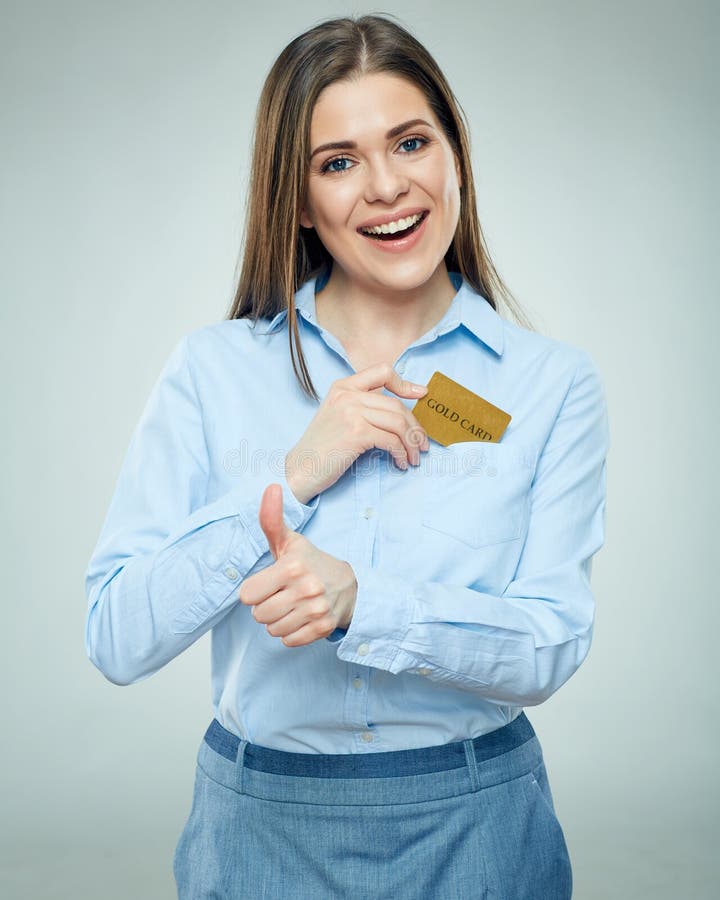 Happy Woman Holding Credit Card. Isolated Stock Photo - Image of ... Happy Woman Holding Credit Card. Isolated Stock Photo - Image of ...