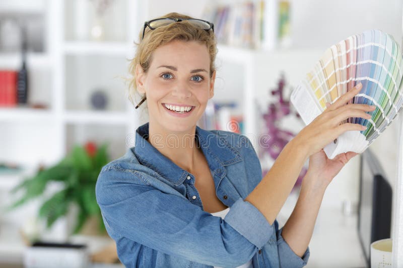 Happy Woman and Home Renovation Concept Stock Image - Image of house ...