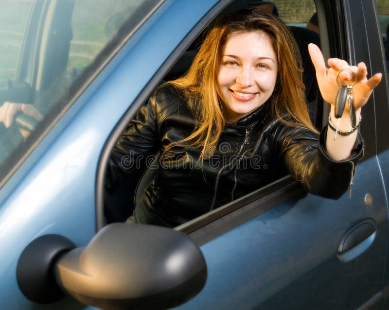 Happy Woman with Keys from Her New Car Stock Image - Image of keys ...
