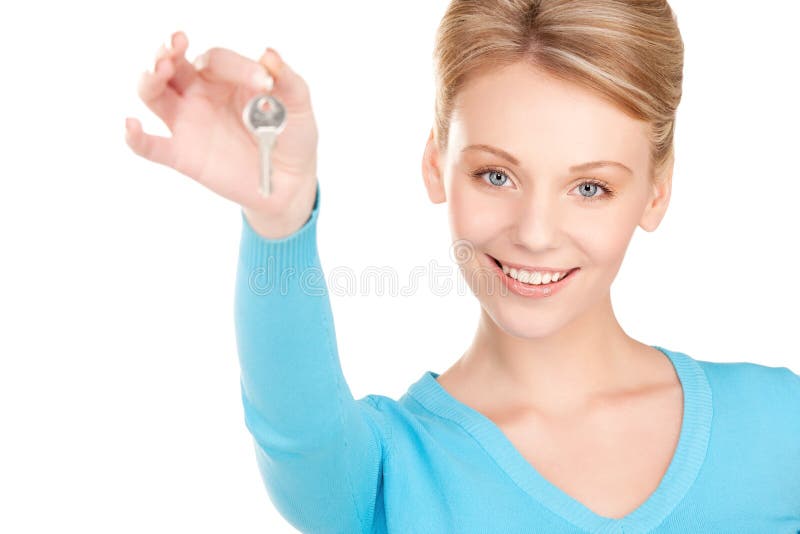 Happy woman with keys stock photo. Image of kind, holding - 40609228