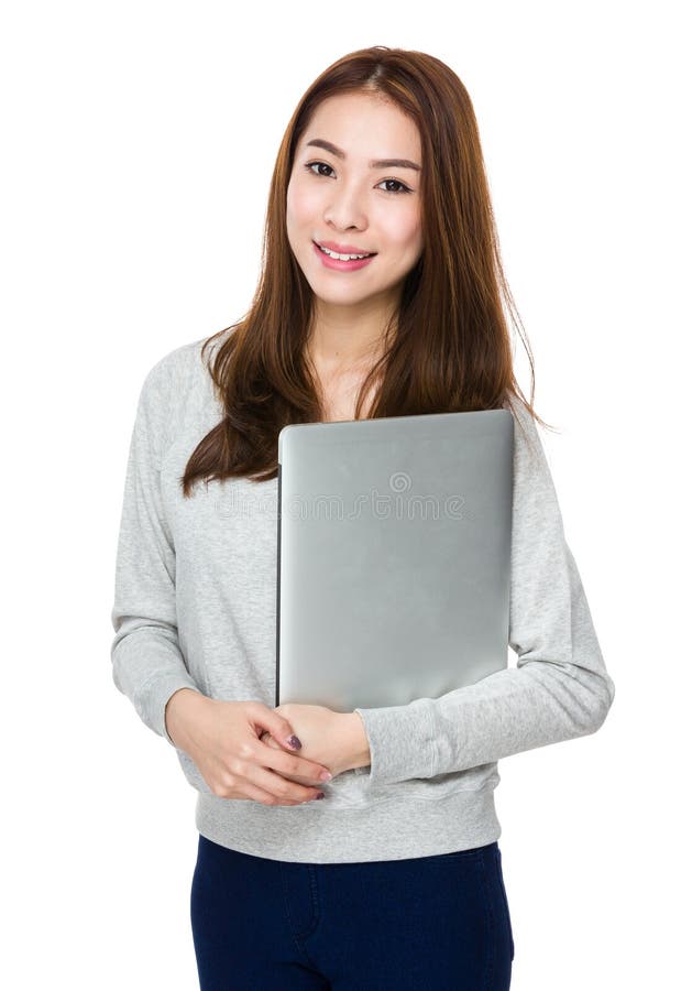 Happy Woman with Laptop Computer Stock Image - Image of management ...