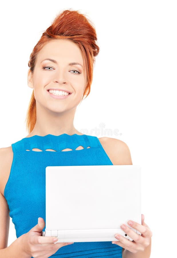 Happy Woman with Laptop Computer Stock Photo - Image of computer ...